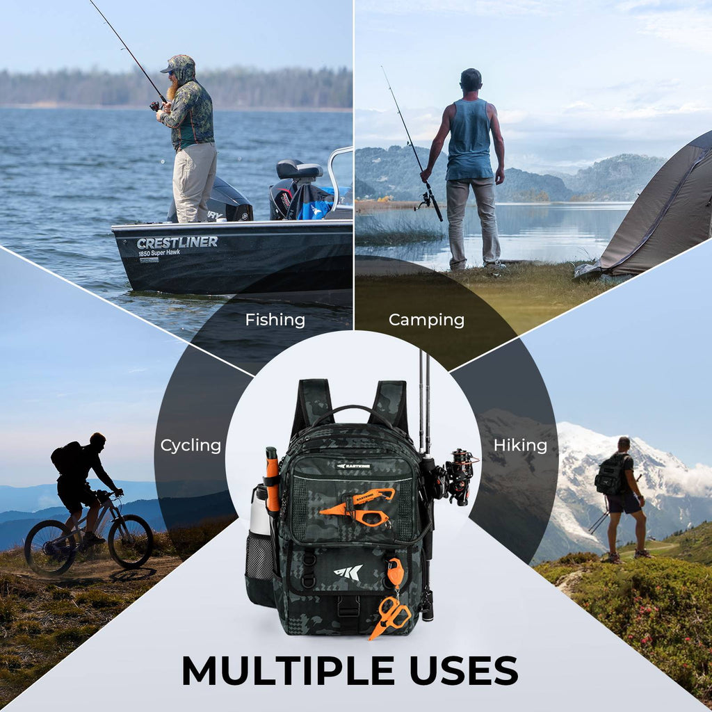 KastKing BaitSpace Fishing Tackle Backpack - Waterproof w/Rod Holder ...