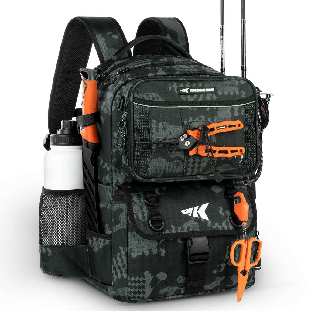 KastKing BaitSpace Fishing Tackle Backpack - Waterproof w/Rod Holder ...