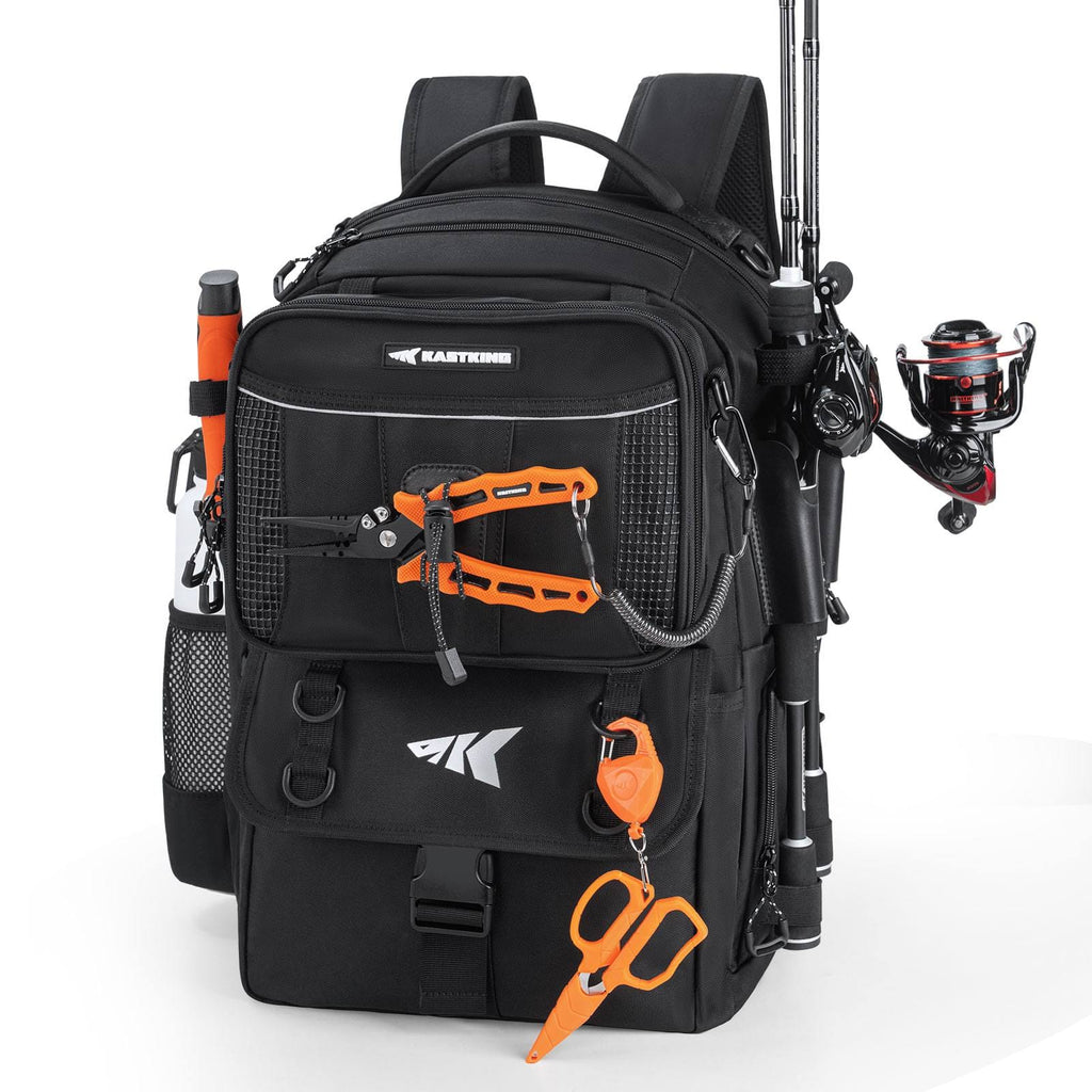 KastKing BaitSpace Fishing Tackle Backpack - Waterproof w/Rod Holder ...