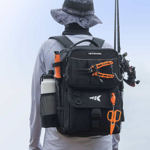 KastKing BaitSpace Fishing Tackle Backpack - Waterproof w/Rod Holder ...