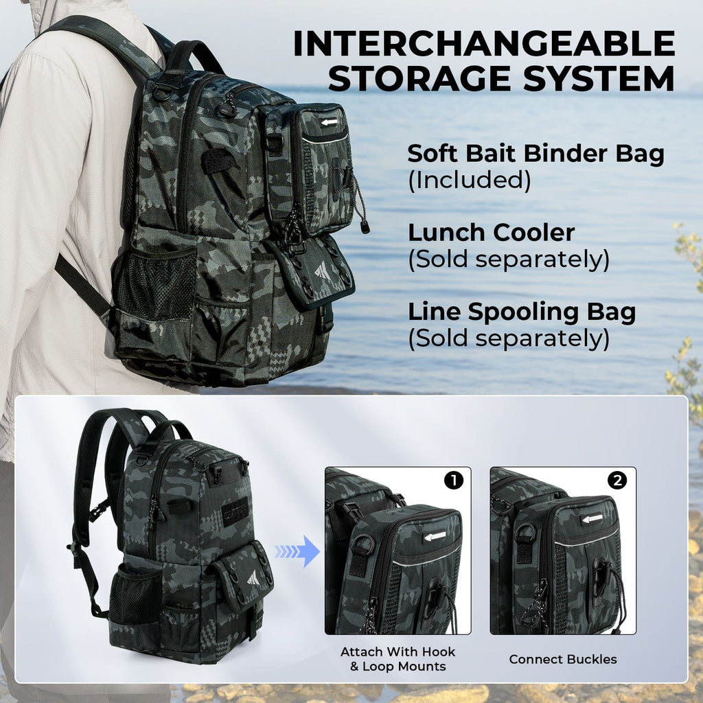 KastKing BaitSpace Fishing Tackle Backpack - Waterproof w/Rod Holder ...